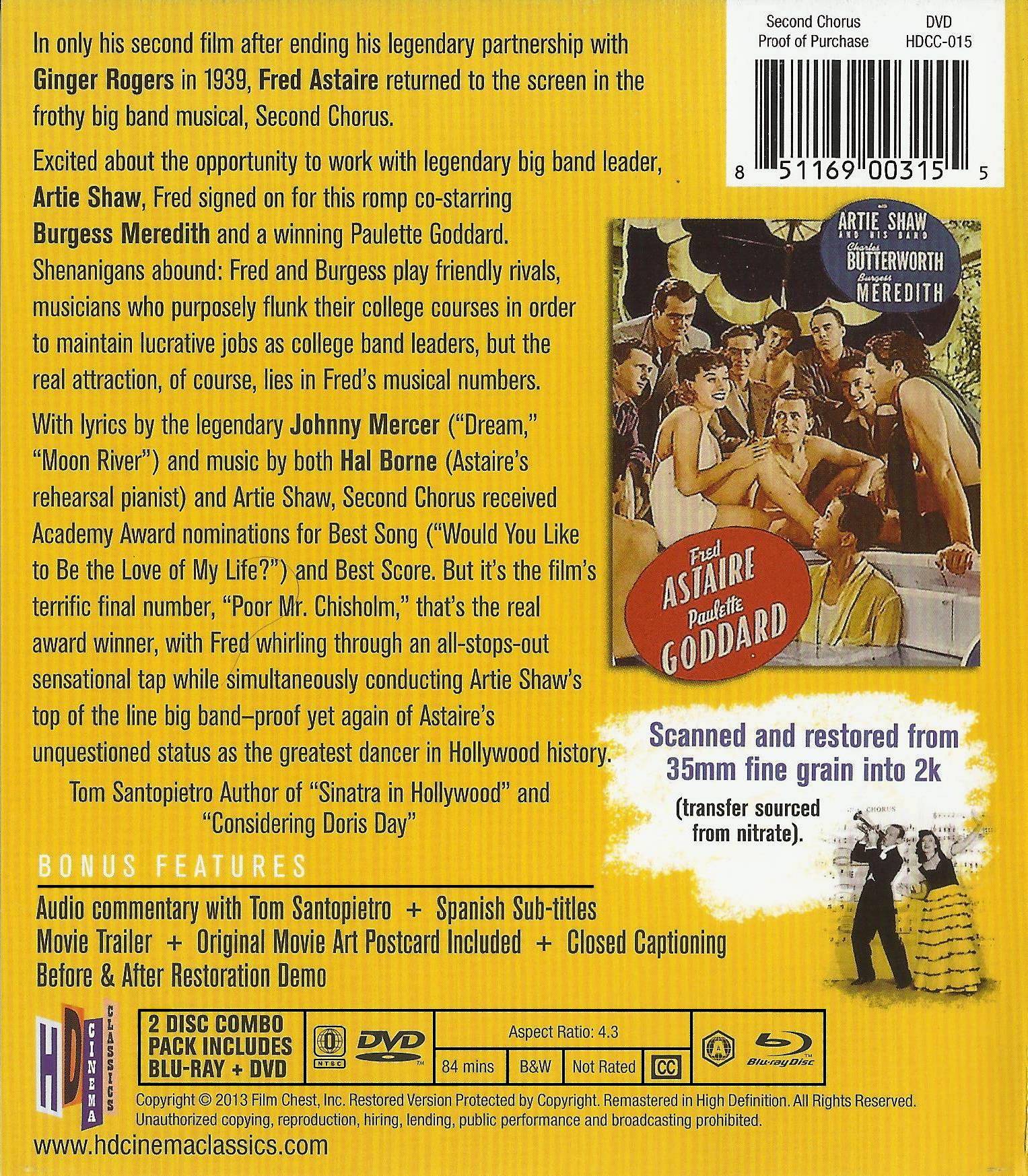 Second Chorus | Le Cinema Paradiso Blu-Ray reviews and DVD reviews